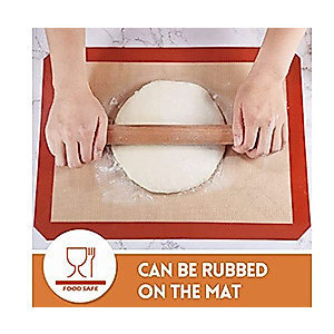 Silicone Baking Mat with Baking tart rings set of 5,Stainless Steel tart ring, Heat-resistant nonstick tart ring, muffin rings, molds and cake.