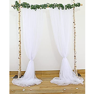 White Backdrop Curtain for Parties 10 ft x 10 ft Sheer Tulle Backdrop Drapes for Wedding Ceremony Birthday Baby Shower Photo Backdrop Curtain Decorations 2 Panels 5ft x 10ft