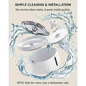 Cat Water Fountain, APETDOLA Cat Fountain Automatic with Stainless Steel Tray, 2L/67oz Ultra-Quiet Pet Water Fountain for Cats Inside, Cat Fountain Water Bowl, for Cats, Dogs, Multiple Pets