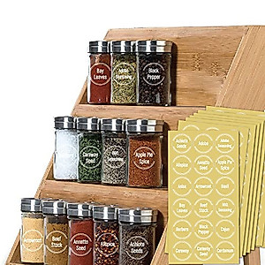 144 Pcs Transparent Spice Labels, Numbers for Jar Organization, Food Labels Waterproof Kitchen Seasoning Names Label, Preprinted White Letters Pantry Stickers (Transparent)