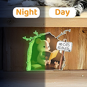 Robmoda 3D Mouse Hole Wall Sticker Glow in The Dark, Mouse Reading Book Fun Art Wall Decal, Peel and Stick Nursery Kids Room Decor, Classroom, Bedroom, Bookcase Decoration