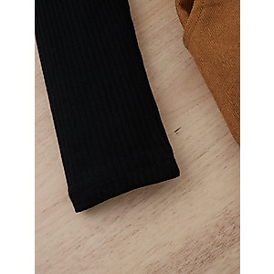 Floerns Girls 2 Piece Outfit Ruffle Trim Long Sleeve T Shirt and Short Skirt Set Brown Black 7 Years