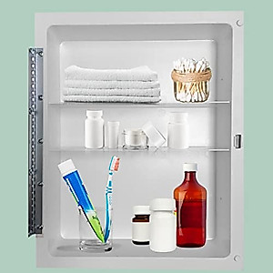 Mirrors and More 16" x 22" Medicine Cabinets for Bathroom with Mirror - Frameless Polished Edge, Recessed, Modern Home Décor, Bevel Edge, Adjustable Shelves