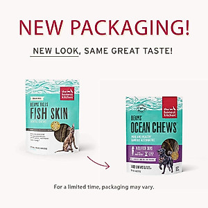Aurora Pet Bundle Pack (2) Ocean Chews Wolfish Skins Dehydrated Dog Treats (6-oz Pouches) with AuroraPet Wipes