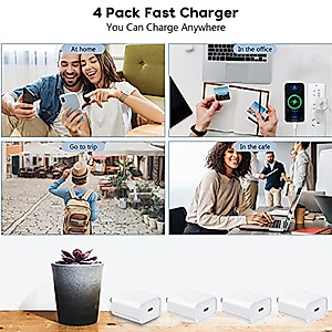 [4 Pack] Fast iPhone Charger Block,Fast Apple Charger iPhone 20W USB C Wall Charger Power Adapter Plug iPhone Charger Fast Charging for iPhone14/13/12 Pro/Pro Max,iPad/AirPods,Samsung/Pixel and More