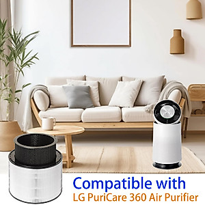 AAFTDT301 Air Filter For LG PuriCare 360 Air Purifier, AS560DWR0 & AS330DWR0, H13 True Hepa Filter with High Efficiency Activated Carbon and Pre-filter, Model Number AAFTDT301