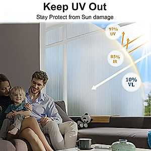 Coavas Privacy Film - Fluted/Reeded Glass, Non-Adhesive Sun/Heat/UV Blocking (29.5 x 118 inches)