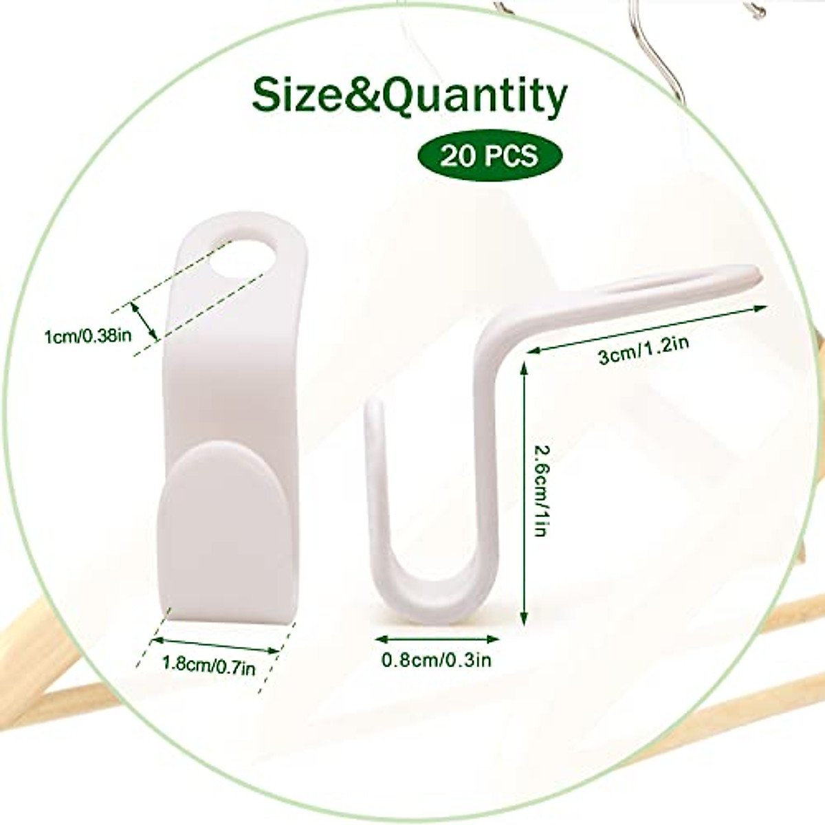 Coitak 20 PCS Clothes Hanger Connector Hooks, Mini Cascading Hanger Hooks Extender Clips, Space Saver Plastic Hangers Closet Organizer, White