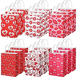 150 Pieces Valentine's Day Paper Gift Bags with Handle Valentines Goody Candy Bags Valentines Day Treat Bags for Valentines Day Party Favors Gift Wrapping Supplies