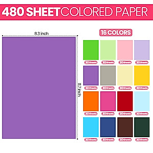 Thenshop 320 Pcs Cardstock Paper 16 Assorted Color 250gsm 8.3 x 11.6 A4 Construction Heavy Weight Thick Double Sided Printed Colored Paper for DIY Cards Making Art Scrapbooking School Party