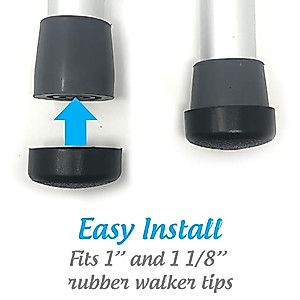 Bundle: 6 Pairs Deluxe TuffCaps Walker Glide Covers for Use with Rubber Tips (Sold Separately) (Black)