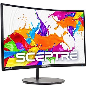 Sceptre Curved 24" Gaming Monitor 75Hz HDMIx2 VGA 98% sRGB R1500 Build-in Speakers, Machine Black 2022 (C249W-1920RN Series) (Renewed)