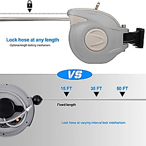 Twinkle Star Retractable Hose Reel, 65.6 FT+6.6 FT 5/8" Garden Hose Reel with 9 Pattern Nozzle, Heavy Duty Any Length Lock Slow Return System Auto Rewind, Wall Mounted 180 Degree Pivot Swivel Bracket