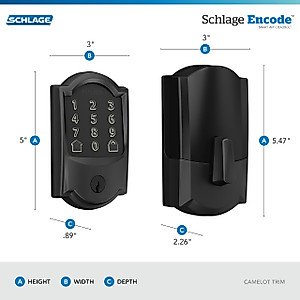 Schlage Encode Smart Wi-Fi Deadbolt with Camelot Trim in Matte Black