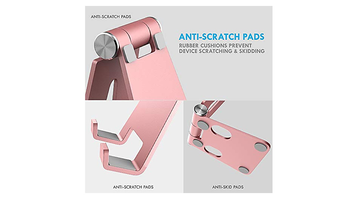 Aduro U-Rise Adjustable Phone Stand - Foldable Aluminum, Rose Gold