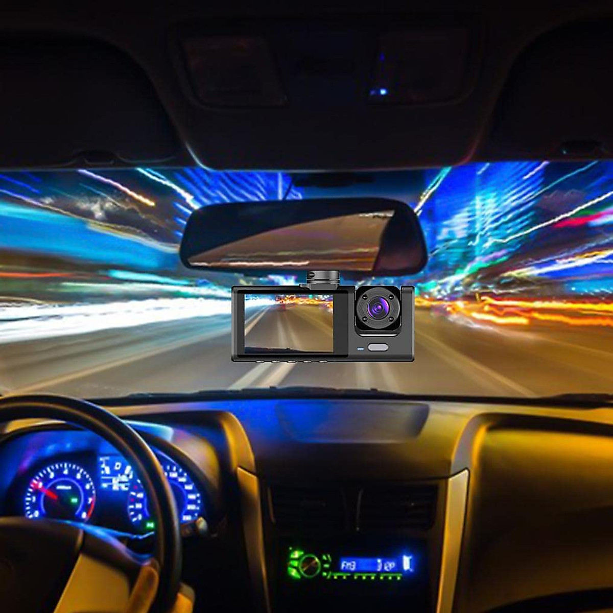 3 Channel Cam Front & Rear Inside - 1080P Camera for Cars - Dashcam Three Way Car Camera with IR Night Vision - Loop Recording, G-Sensor,Parking Monitor/2224