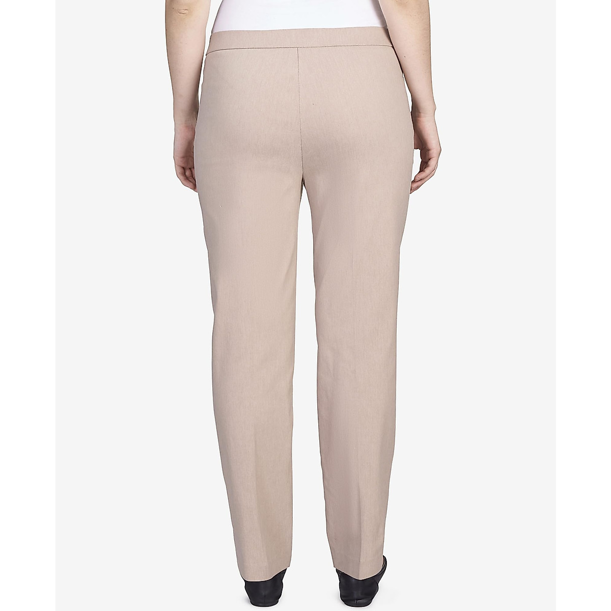 Alfred Dunner Womens Petite Classic Allure Fit Proportioned Pant with Elastic Comfort Waistband, Tan, 8P
