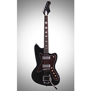 Silvertone 6 String Solid-Body Electric Guitar, Right, Gloss Black, standard (1478BK)