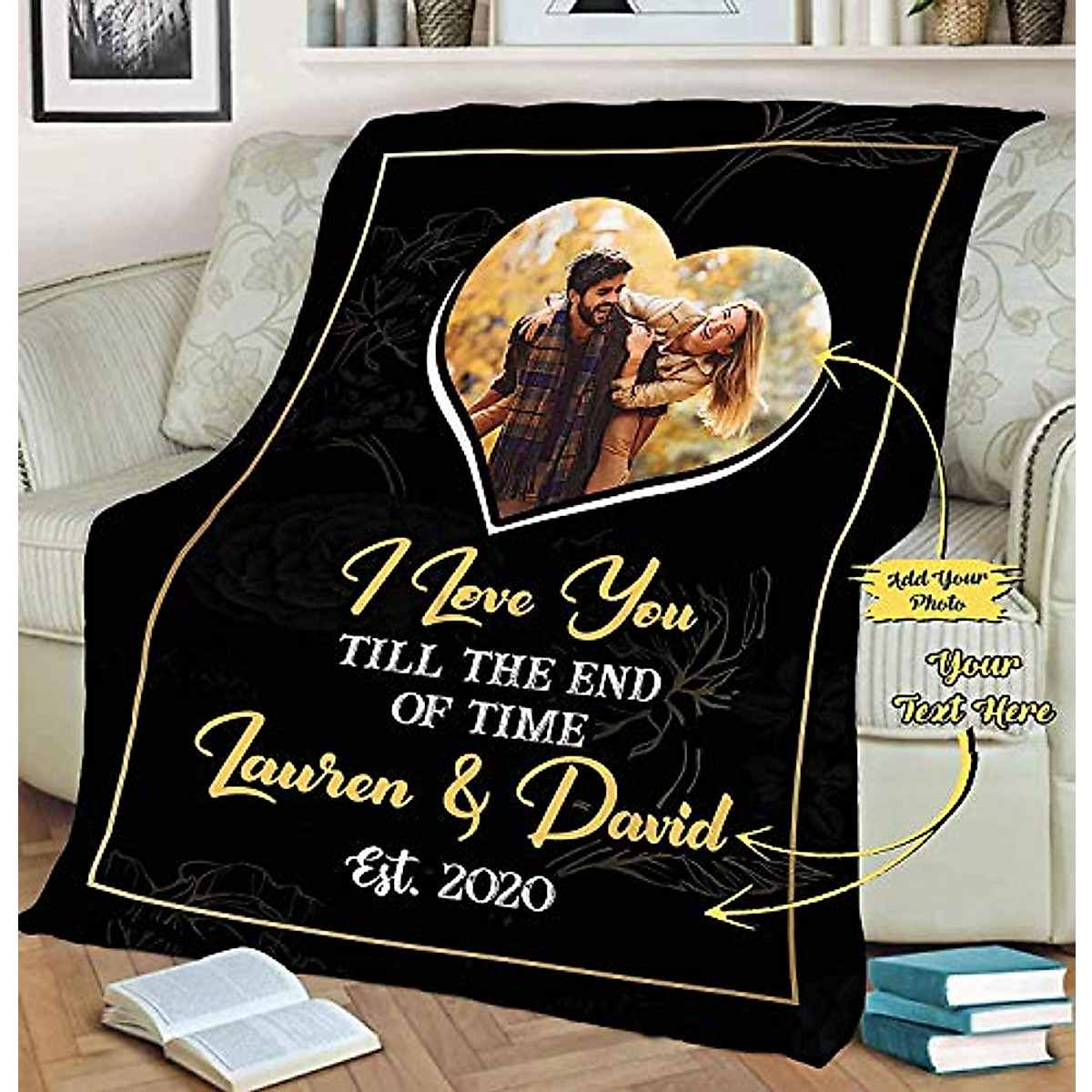 Customized Fleece Blankets for Wife with Husband's Name, Best Gift for Your Life Partner with Quotes, Valentine's Day Gifts, Birthday Gift, for Wife, Supersoft and Cozy Blanket