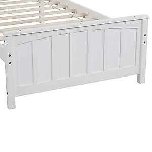 Harper & Bright Designs Twin Bed Frame Wood Slats Platform Twin Size Bed Frame with Headboard, No Box Spring Required Single Platform Bed Frame for Kids (White)