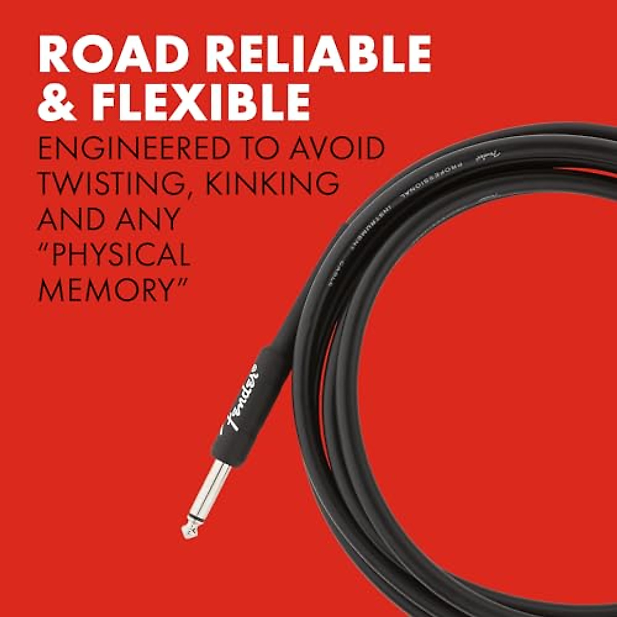 Fender Professional Series Instrument Cable, Guitar Cable 10 ft, Stage Ready with Anti-Kinking Design, Black