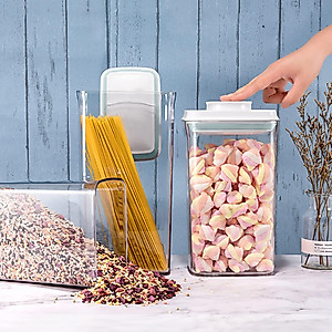 Vhorate Pop Up Food Storage Containers with Lids, Pop top food storage containers for Pantry Kitchen, Airtight Container Sets With Label BPA Free 8PCS
