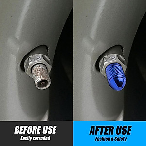 deemars 10PCS Tire Valve Stem Caps, Air Caps Cover, Aluminum Alloy Wheel Valve Stem Covers with Rubber Ring, Car Accessories Bullet Style Tire Valve Caps Universal for Cars, Trucks, Motorcycles