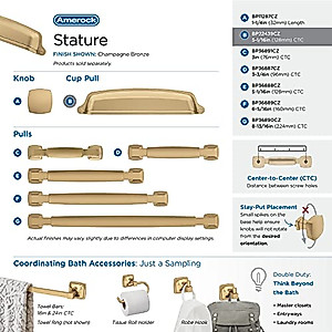 Amerock | Cabinet Cup Pull | Champagne Bronze | 5-1/16 inch (128 mm) Center-to-Center | Stature | 1 Pack | Drawer Pull | Cabinet Handle | Cabinet Hardware
