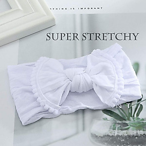 CanB Baby Hair Bow Headband Infant Toddler Bow Stretchy Knot Nylon Baby Headbands Baby Accessories(White)