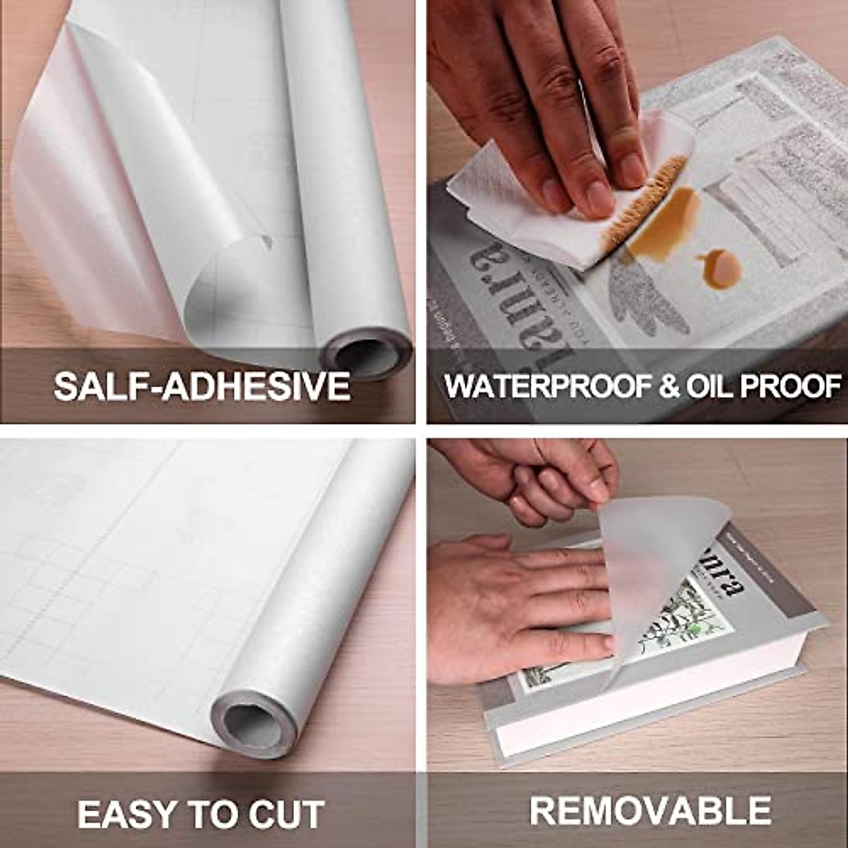 Clear Contact Paper Transparent Removable Book Covers Protect Against Wear and Tear Oil Proof Waterproof Shelving Paper 15.7" X 9.84 Ft Book Covers for Paperbacks Textbooks