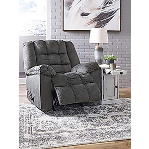 Signature Design by Ashley Drakestone Tufted Manual Rocker Recliner with Lumber Heat and Massage, Gray