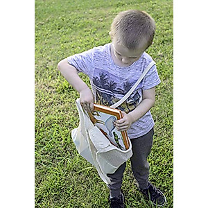 Reusable Mesh Grocery Shopping Bags - Organic Cotton Mesh Tote Bags - Net Farmers Market Bags with Reinforced Bottom - Mesh Mushroom Foraging Tote Bags - Portable Cotton French Market Tote (3 Bags)