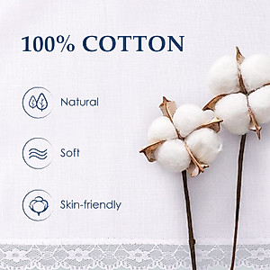 Selected Hanky Ladies/Women's Solid White Cotton Handkerchief with Lace for Embroidery