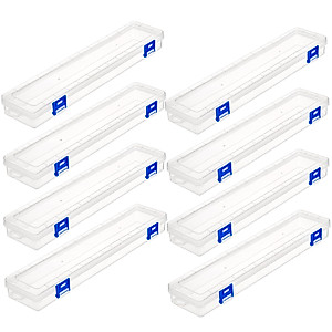 Noamus 8 Pack Plastic Paint Brush Holder, 13" Long Translucent Watercolor Pens Pencils Case with Buckle Design, Paintbrush Drawing Tools Storage Box Container with Hinged Lid for Artist Art Craft