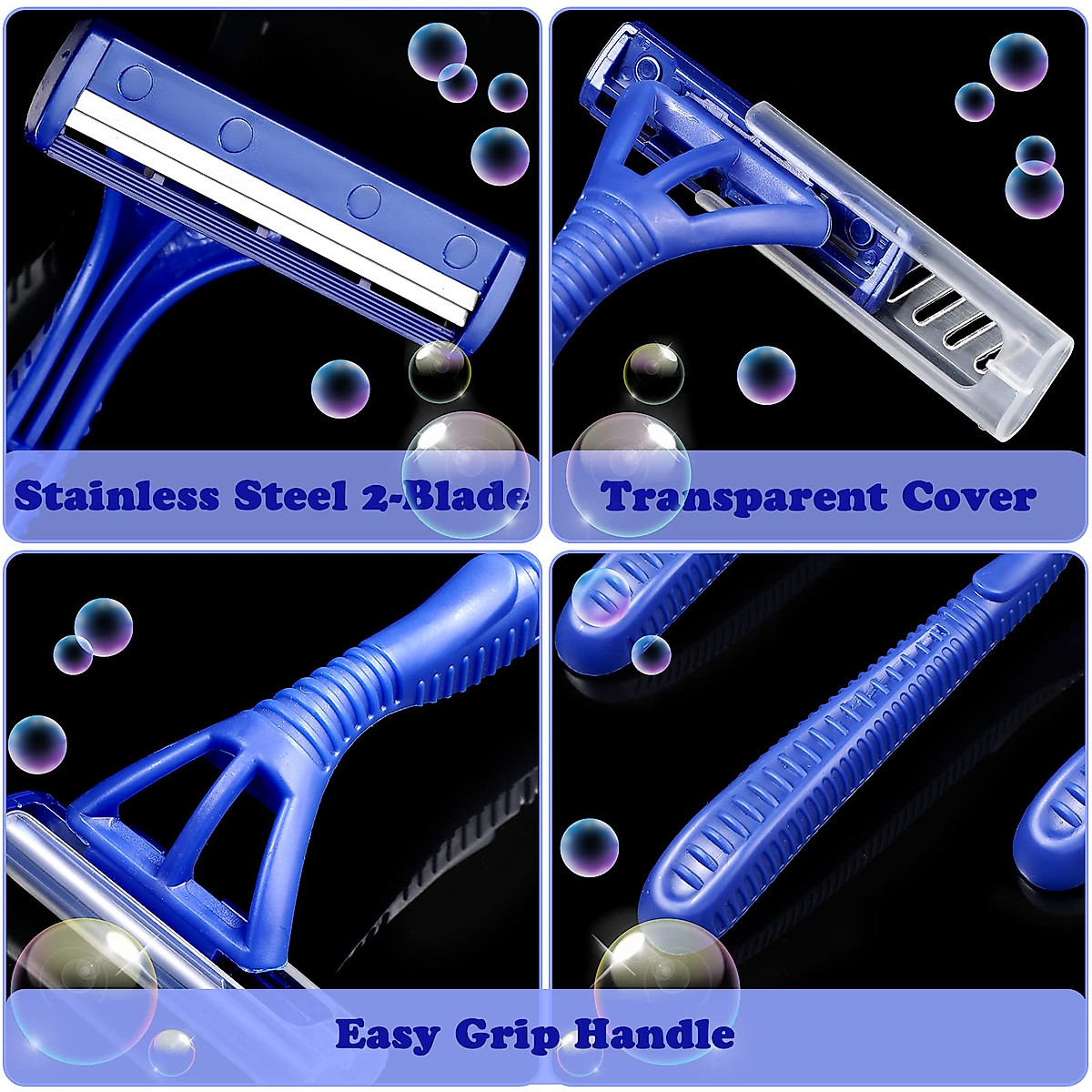 200 Pieces Disposable Razor Bulk for Men Individually Wrapped Twin Blades Shaving Razor Mens Razors for Shaving Safety Hotel Guest House Travel Home Use Portable, Blue