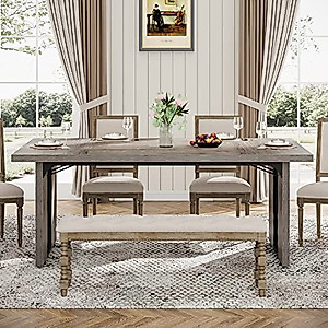 Tribesigns 71" Large Dining Table for 6 to 8 People, Rustic Farmhouse Style Dinner Table, Rectangular Dining Table for Kitchen, Dining Room & Living Room
