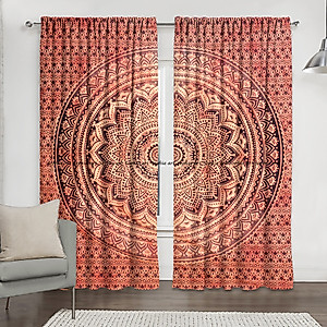 Sophia Art Indian Exclusive Ombre Mandala Queen Size Comforter Hippie Boho Cotton Doona Duvet Cover Indian Comforter Mandala Hippie Bohemian Queen Quilt Cover Set with Pilow (Red Tie & Dye)