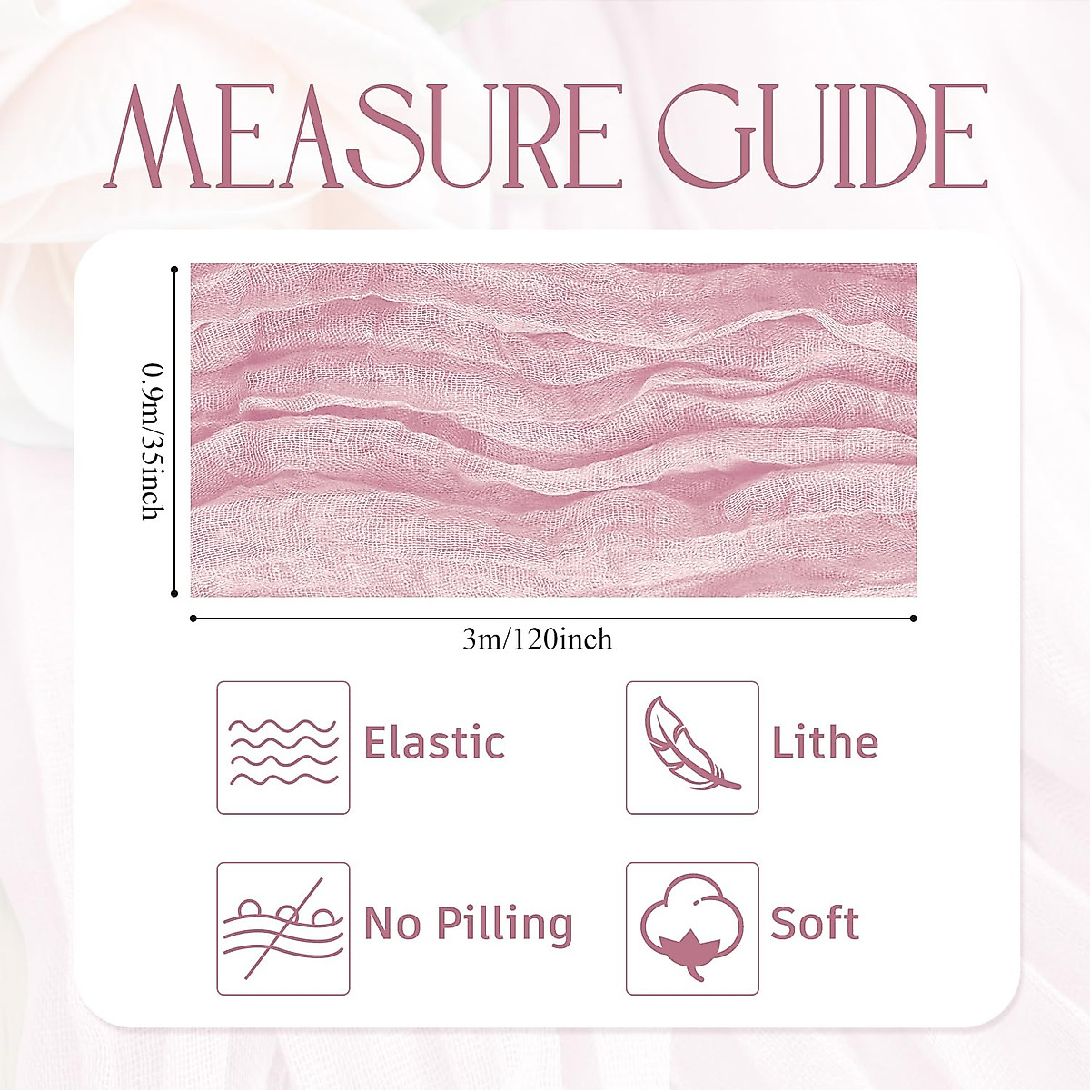 Wokceer Cheesecloth Table Runner Thanksgiving 10FT Blushing Pink Boho Gauze Cheese Cloth Table Runner for Party Long Rustic Sheer Table Runners for Baby Bridal Shower Wedding Easter Table