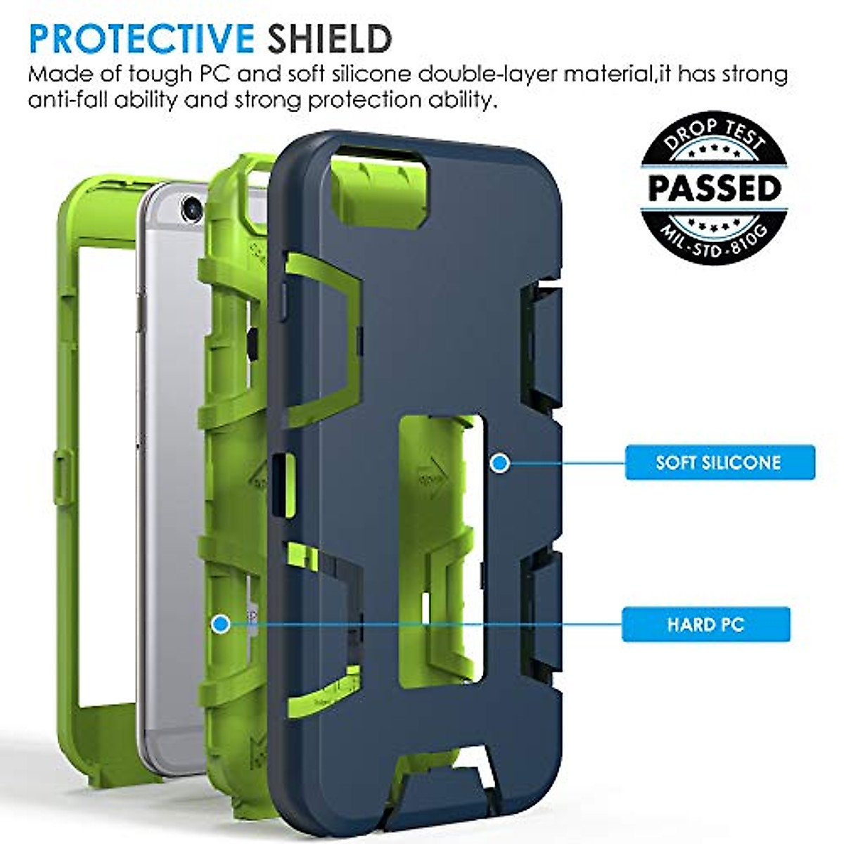 iPhone 6s Plus Case,iPhone 6 Plus Case,Kickstand Case for iPhone 6s Plus, Anti-Scratch Anti-Fingerprint Heavy Duty Protection Shockproof Rugged Cover for 5.5inch iPhone 6s Plus-Navy