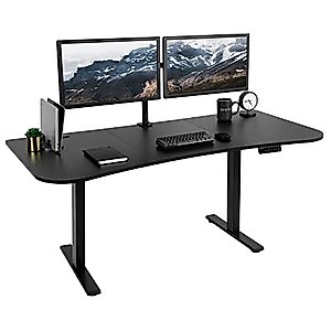 VIVO Electric Dual Motor Height Adjustable 63 x 32 inch Stand Up Desk, Complete Active Workstation, 3 Part Table Top, Black Frame, Memory Controller, DESK-KIT-E2B1B