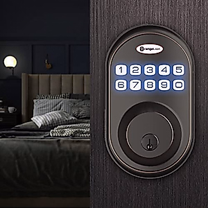 OrangeLion Keyless Entry Deadbolt Lock, Electronic Keypad Door Lock, Auto Lock, 1 Touch Locking, 20 User Codes, Easy to Install, Oil Rubbed Bronze