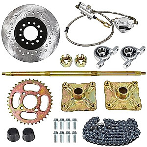 GXYWADY 32 Go Kart Rear Axle Kit with Shaft + Hub + Chain + Brake Master Cylinder Replacement for DIY Rebuild Go Kart ATV