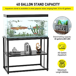 Likeem Fish Tank Stand Metal Aquarium Stand 40 Gallon Aquarium Turtle Tank 36.5" x 18.5" x 29.5"