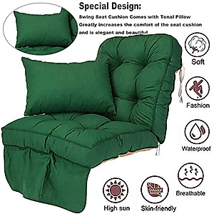 3 Pack Replacement Swing Cushions for High Back Outdoor Chair, Waterproof Deep Seat Cushions with Matching Scatter Cushion Patio Indoor Non Slip Rocking Chair Pads with Ties(Khaki 3 Pack)