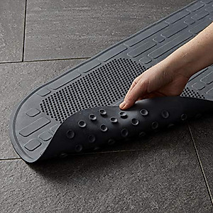 Medline Momentum Stand Steady Bath and Shower Mat with Exfoliating Foot Scrubber, Non Slip Bath Mat for Tub, Microban Protection, Gray