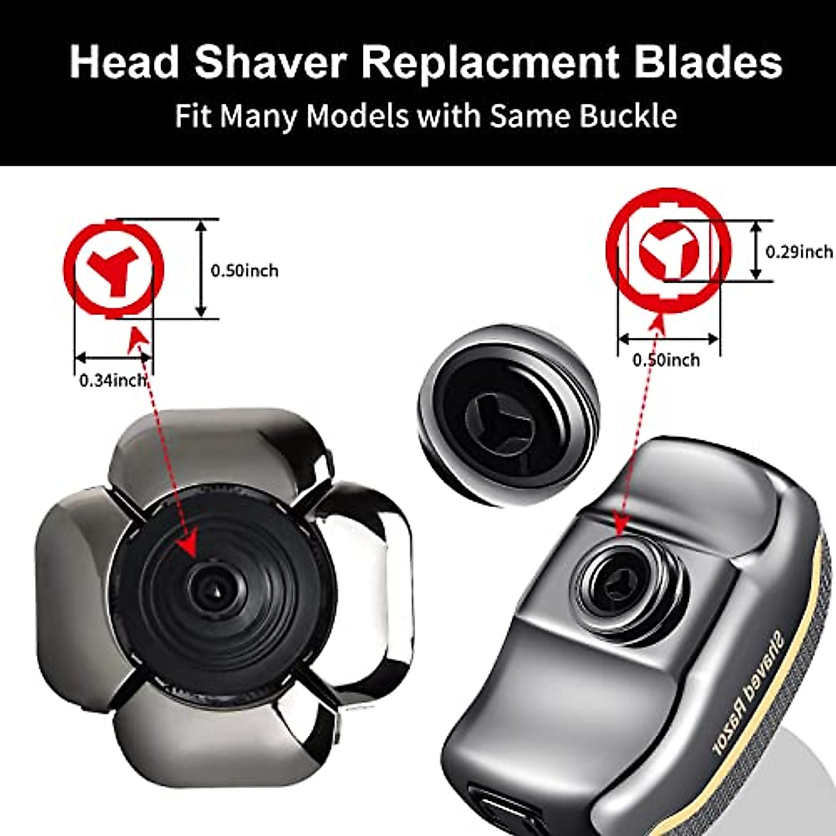 9D Blade Replacement Heads, Shaver Replacement Blades, Head Shavers for Bald Men, Shaver Head Replacement, Stainless Steel Rotary Blades for Electric Head Razor