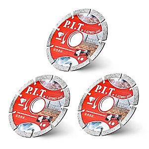 P.I.T. 4-1/2 inch Segmented Rim Diamond Blade,Dry Cutting Applications in Concrete, Paver, Masonry, Terrazzo, Stone,Granite - 7/8 Inch Arbor Angle Grinder Cut Off Wheel- Diamond -115 mm (3 Piece)