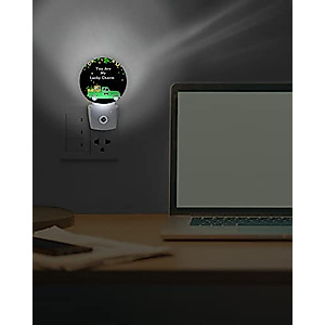 St.Patrick Day Truck Gold Coins Clover Night Lights Plug into Wall, Green Black Auto Round LED Lights with Dusk to Dawn Sensor for Bedroom, Bathroom, Hallway, Kitchen, Kids, Home Decor