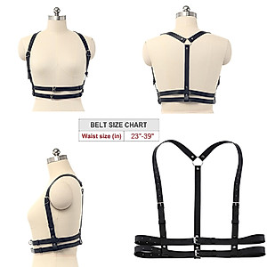 Widyany Punk Belt Black Pu Leather Belt, Harness Belt for Women Gothic Body Adjustable Waist Belts Rave Halloween Dresses Party Accessories