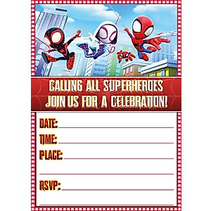 Set of 20 Spidey -Themed Happy Birthday Invitation Cards & Envelopes - Lightweight (240g), Postcard Style Invites for the Perfect Party Pack